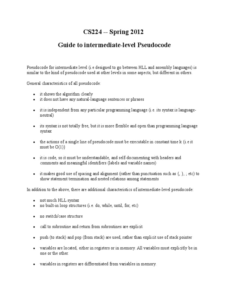 Proj1 Pseudocode Guide Pdf Parameter Computer Programming Array Data Structure