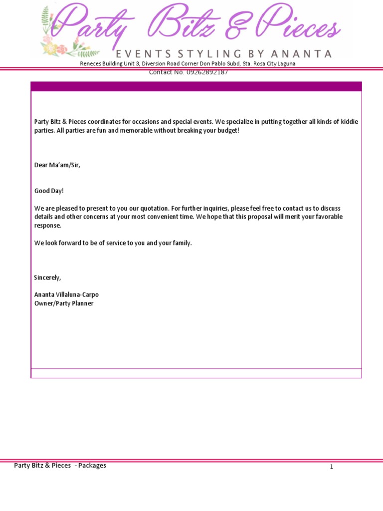 Party Bitz & Pieces Packages August 2017 | PDF | Candy | Tableware