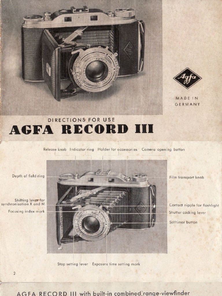 Agfa Record III - Directions For Use - Made in Germany | PDF