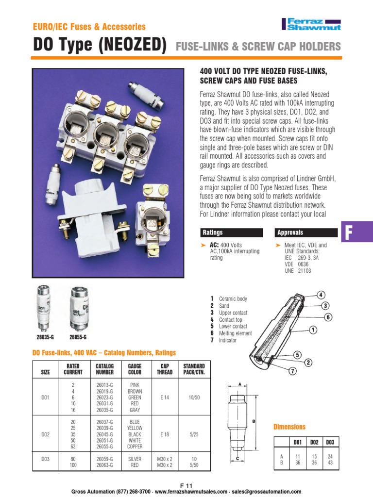 Do Type (Neozed) : Fuse-Links & Screw Cap Holders | PDF | Fuse ...