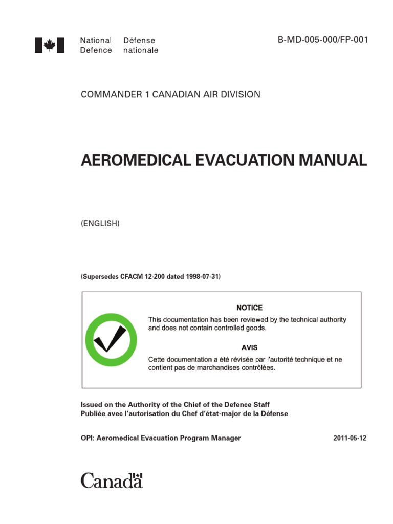 Aeromedical Evac Manual B MD 005 000 FP 001 | PDF | Royal Canadian Air ...