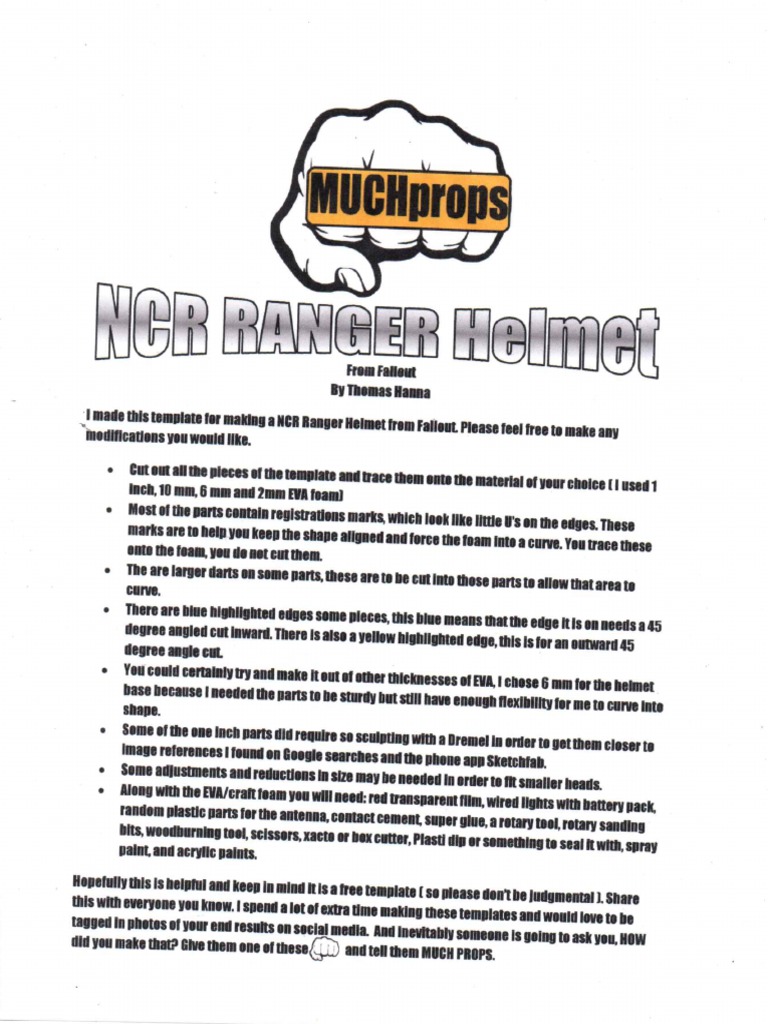 NCR Ranger Helmet Template | PDF