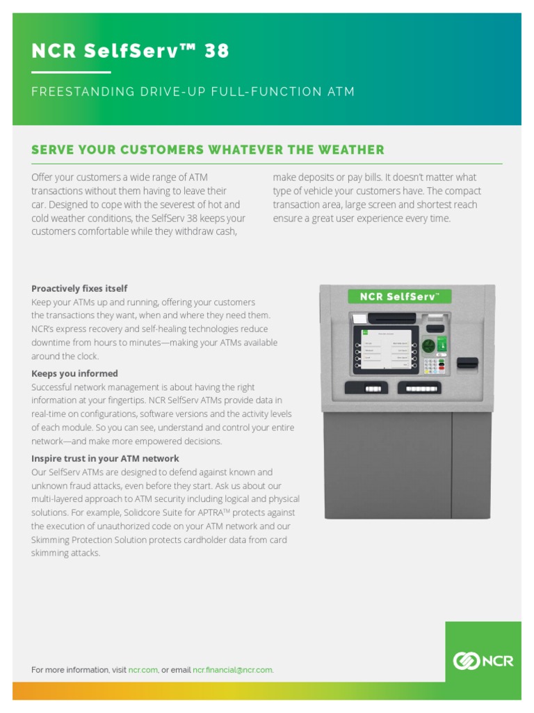 17fin8653 e NCR Selfserv 38 Ds | PDF | Automated Teller Machine | Computer Hardware