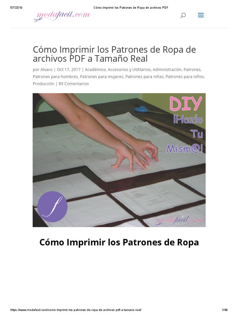 Cómo Imprimir Los Patrones de Ropa de Archivos PDF | PDF | Impresora ...