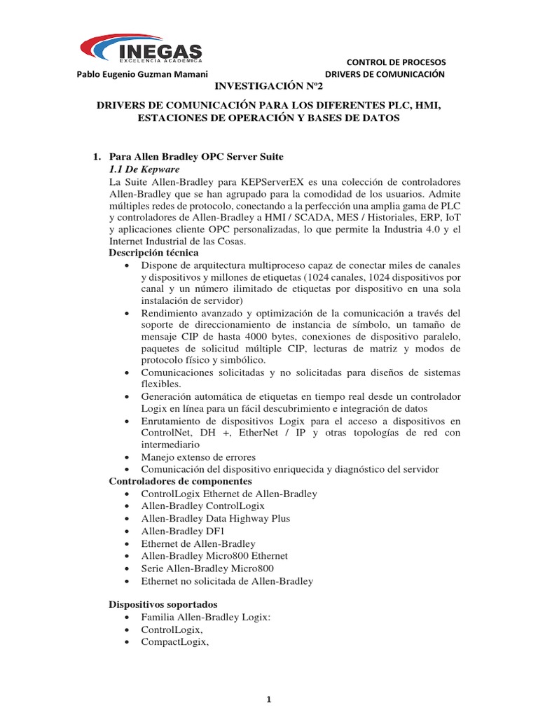 Drivers para Distintos PLC y OPC - Investigación | PDF | Controlador ...