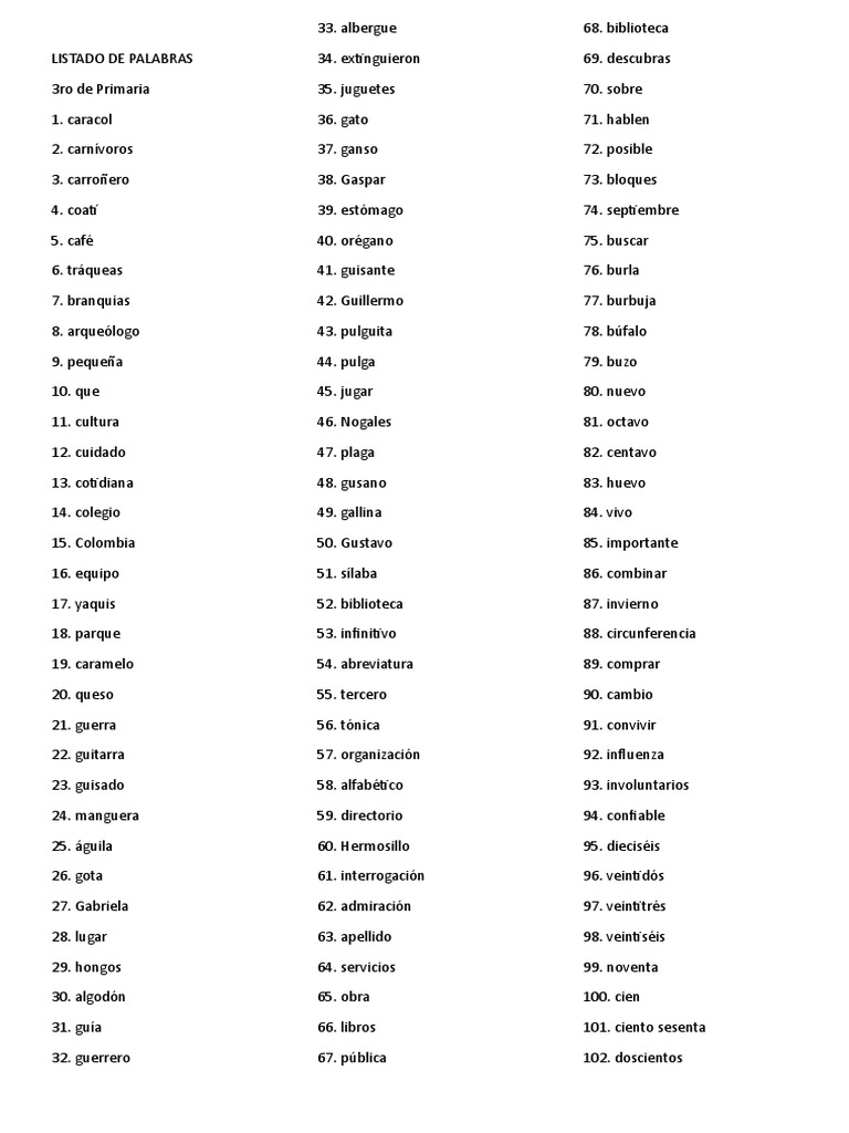 Listado de Palabras | PDF