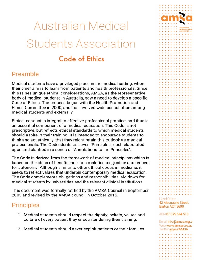 AMSA Code of Ethics 2015 PDF | PDF | Informed Consent | Patient