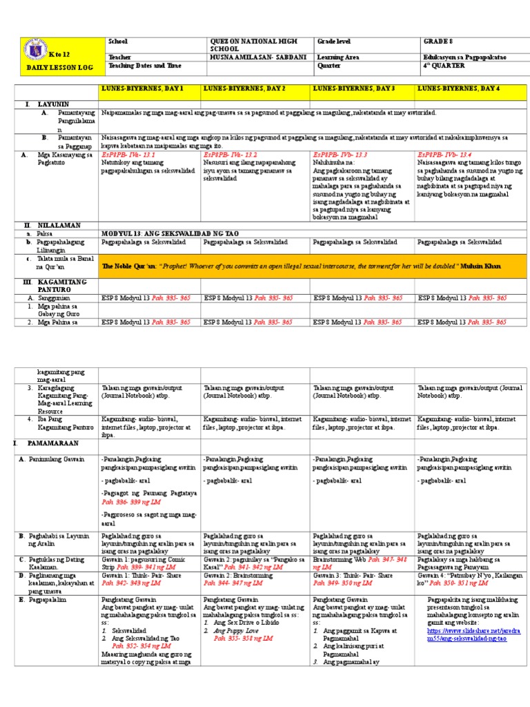 Esp DLL Lesson Plan | PDF