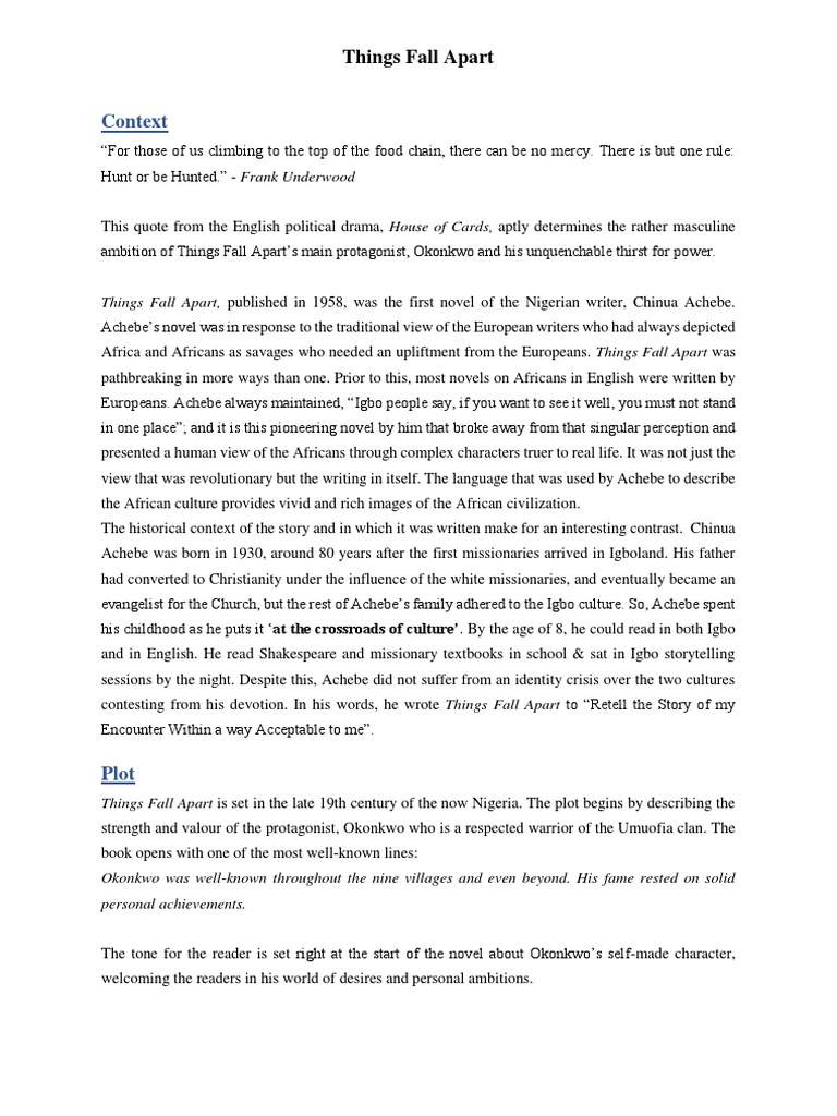 Things Fall Apart Chinua Achebe | PDF | Social Science | History
