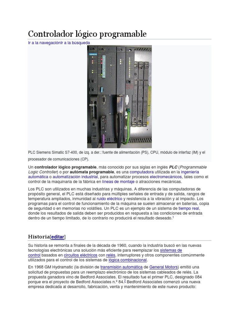 Controlador Lógico Programable | PDF | Controlador lógico programable ...