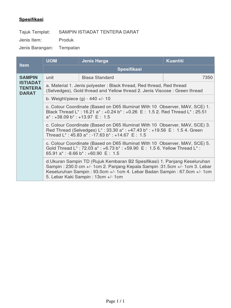 Item UOM Jenis Harga Kuantiti Spesifikasi | PDF