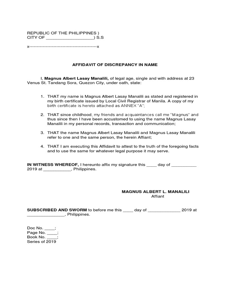 Affidavit of Discrepancy | PDF