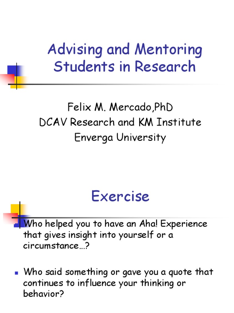Guidance on Effective Mentoring and Advising of Students in Research ...