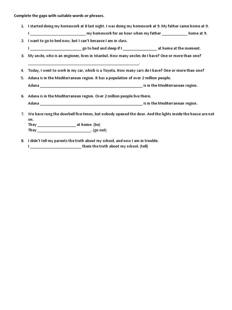 Grammar Gap-Filling Exercises | PDF | Syntax | Grammar