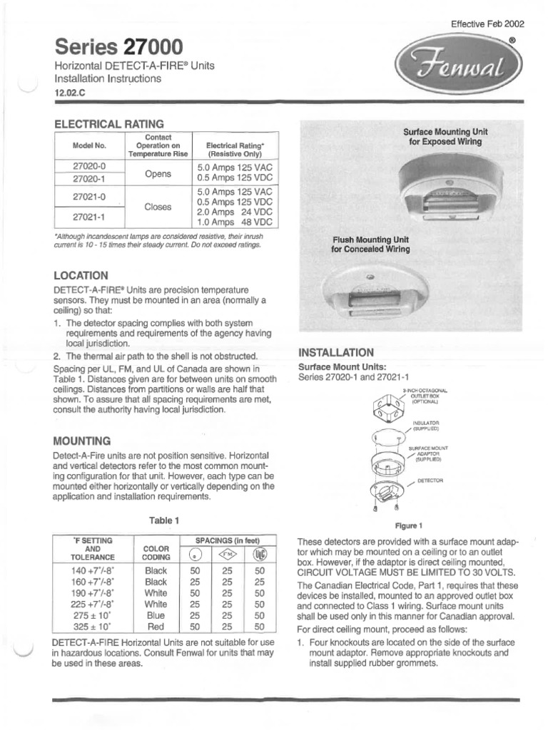 Fenwal - HD Series 2700 - Installation Instruction | PDF