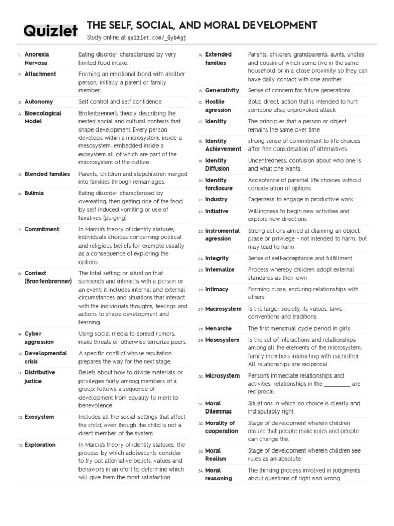 The Self, Social, and Moral Development | PDF | Identity (Social ...