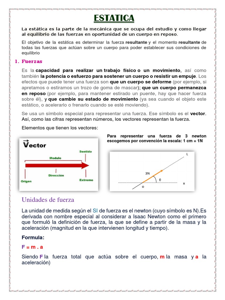 Estatica | PDF | Fuerza | Vector Euclidiano