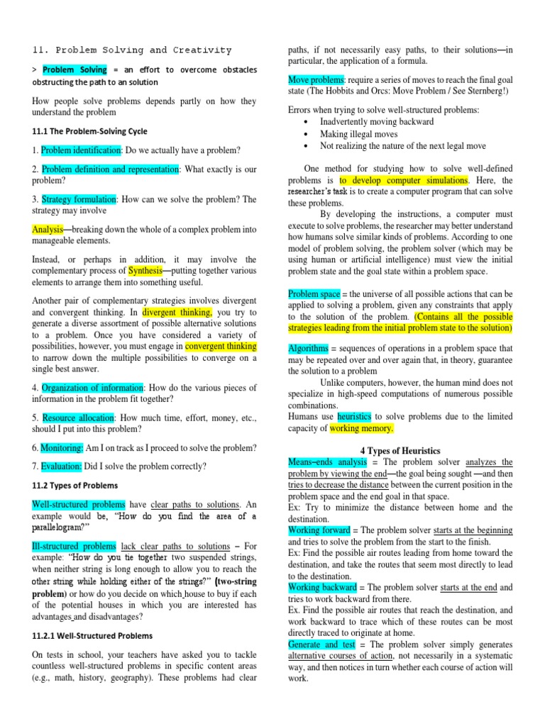Chapter 11 - Problem Solving (Sternberg) | PDF | Insight | Creativity