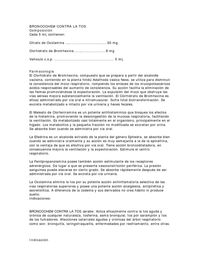 BroncoChem: Un jarabe multifacético para el tratamiento de la tos y ...