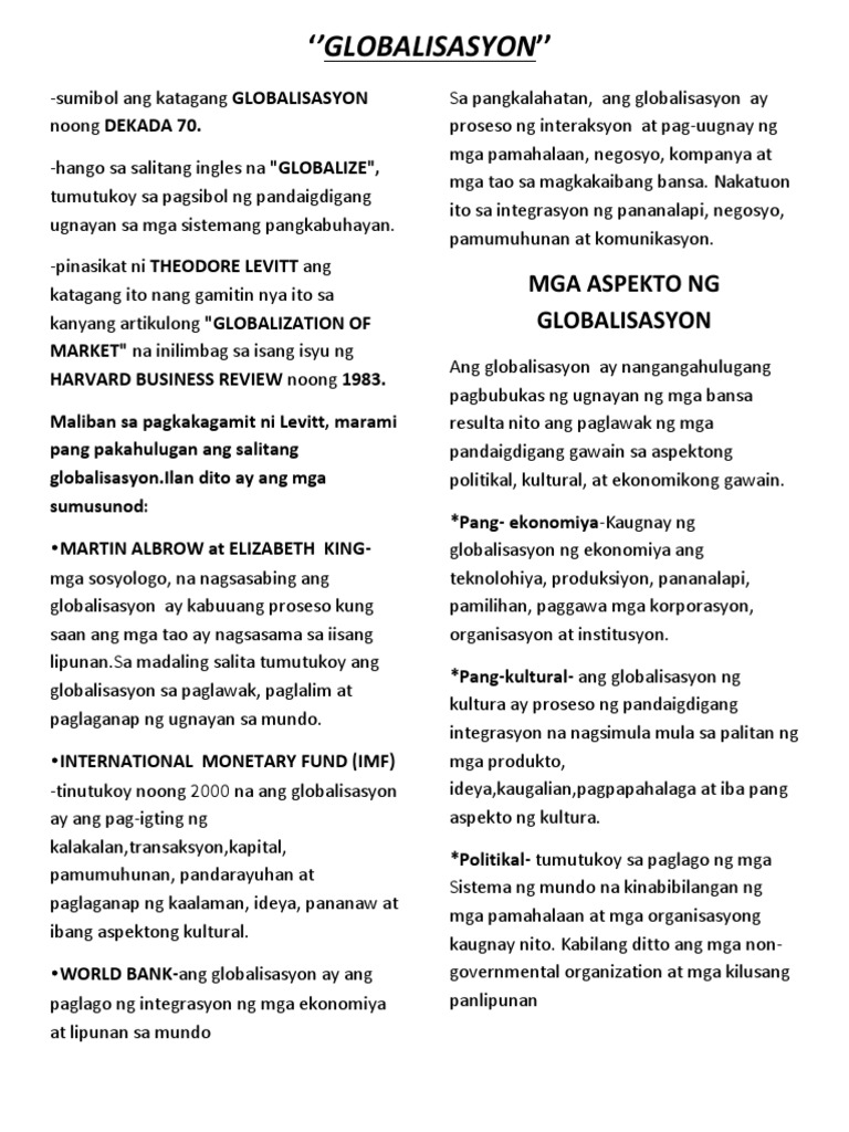 GLOBALISASYON | PDF