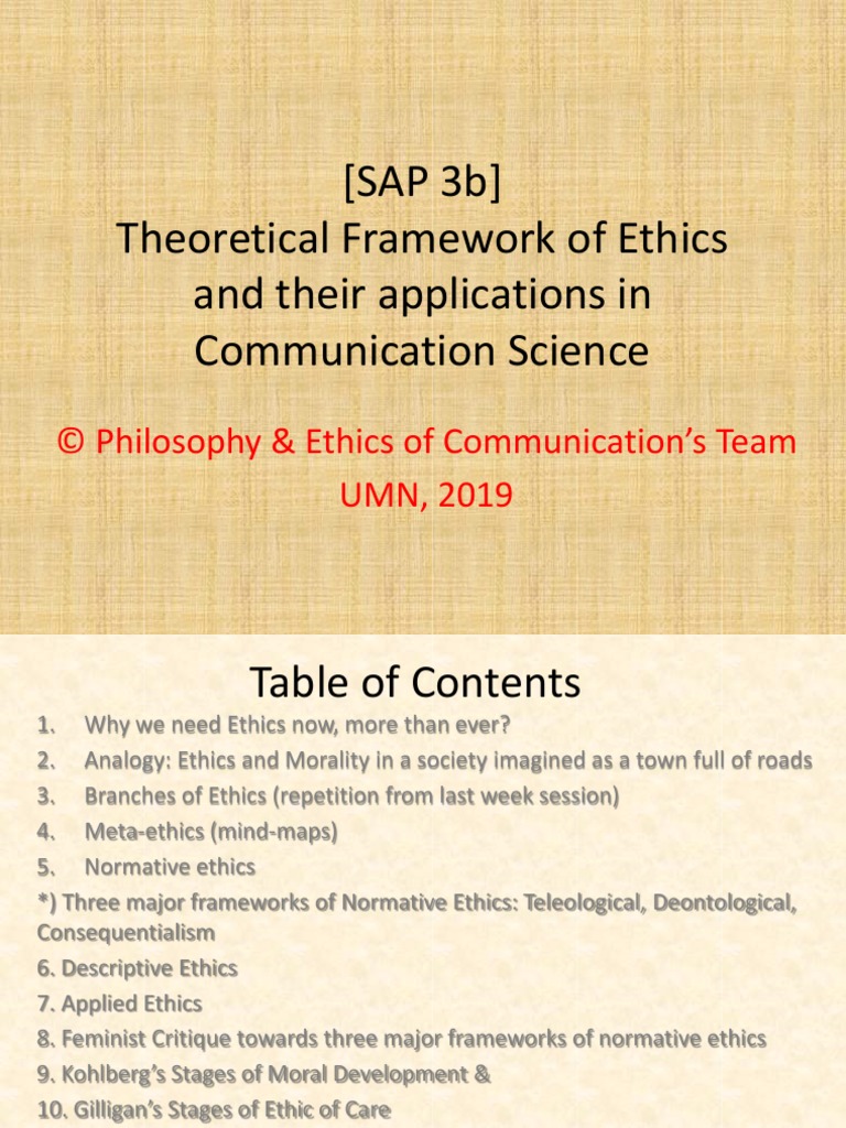 (SAP 3b) Theoretical Framework of Ethics 2019 | PDF | Morality | Emergence