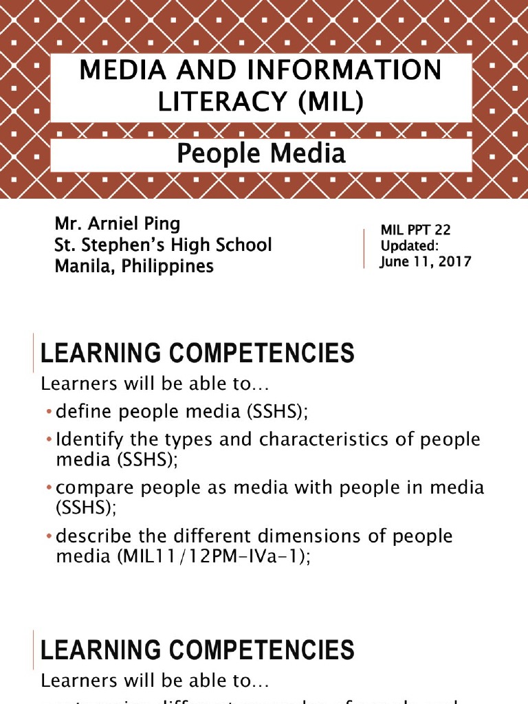 Media and Information Literacy Mil 11 People Media | PDF