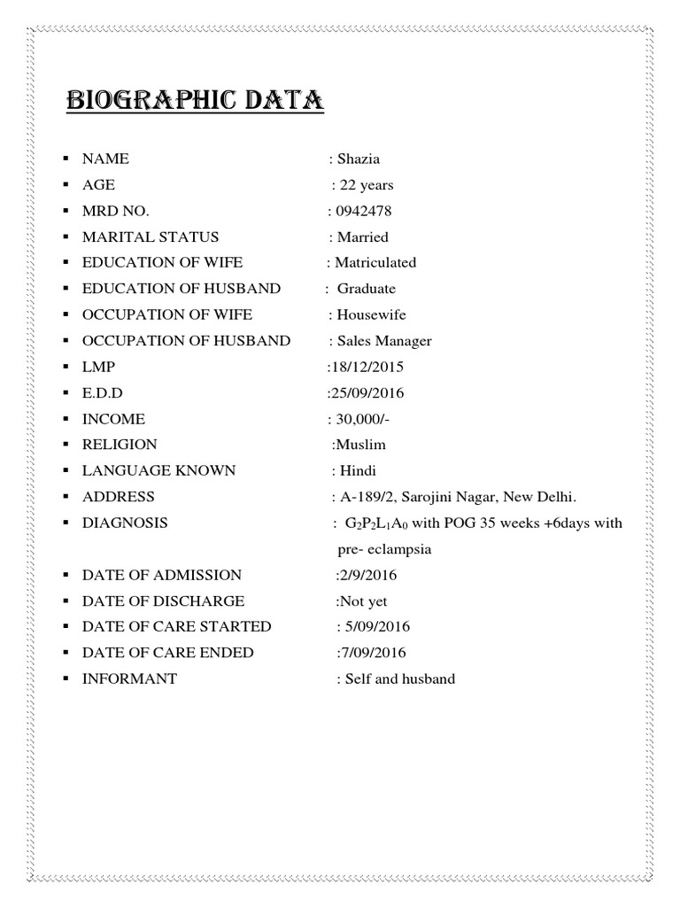 Biographic Data | PDF | Medicine | Medical Specialties