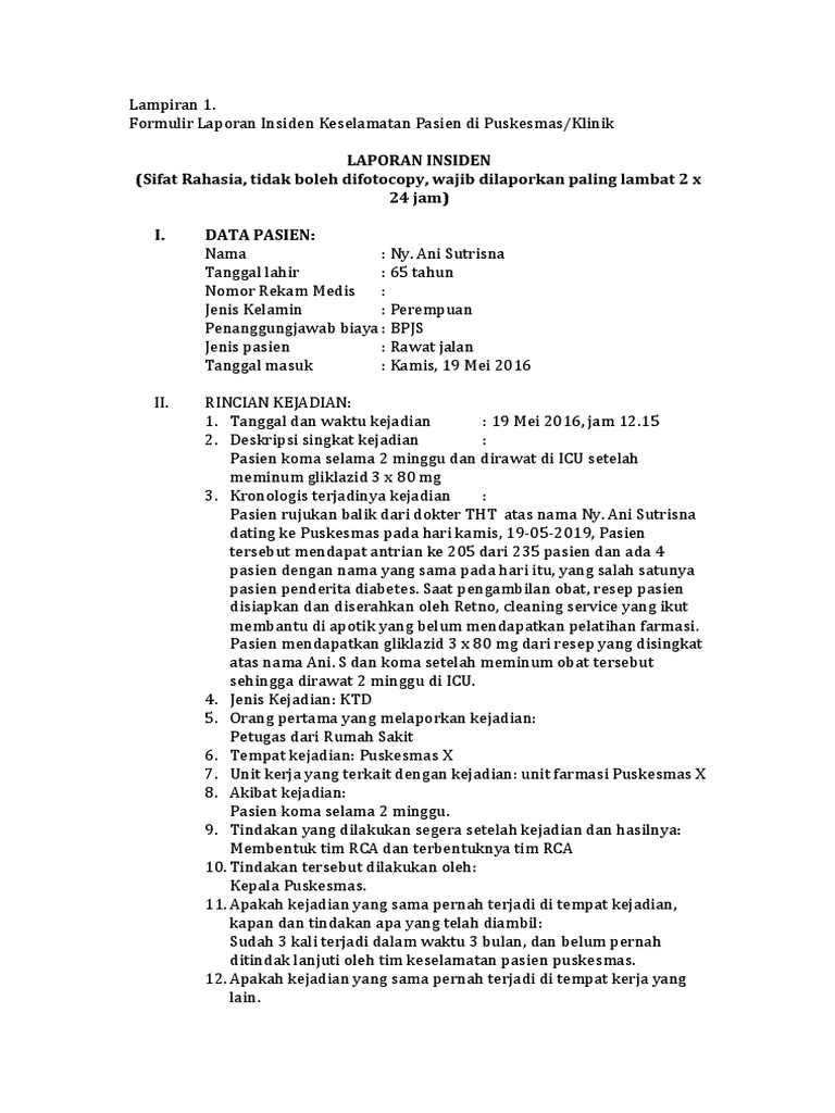 CONTOH Laporan Insiden Dan RCA | PDF