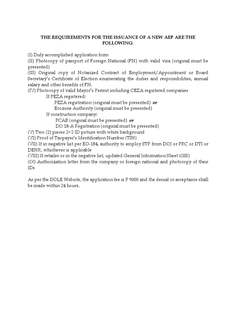 AEP, PWP and 9G Visa Procedures | Download Free PDF | Travel Visa ...