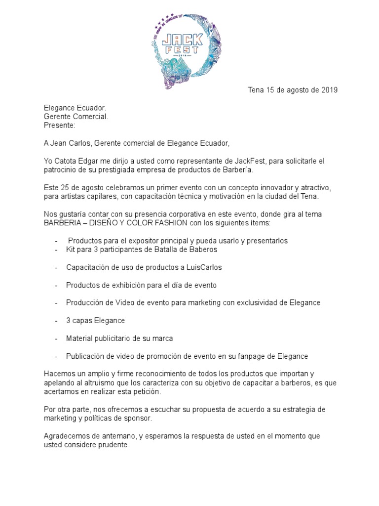 Modelo Carta Sponsor | PDF