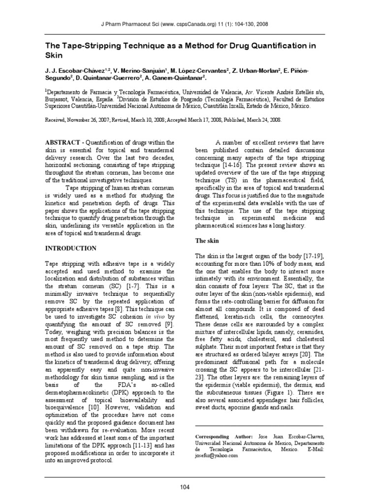 The Tape-Stripping Technique As A Method For Drug Quantification in ...