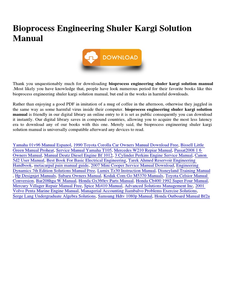 Bioprocess Engineering Shuler Kargi Solution Manual PDF | PDF | Computers