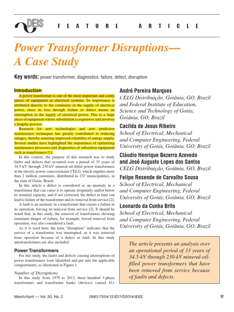 Power Transformer Failure | PDF | Transformer | Electromagnetism