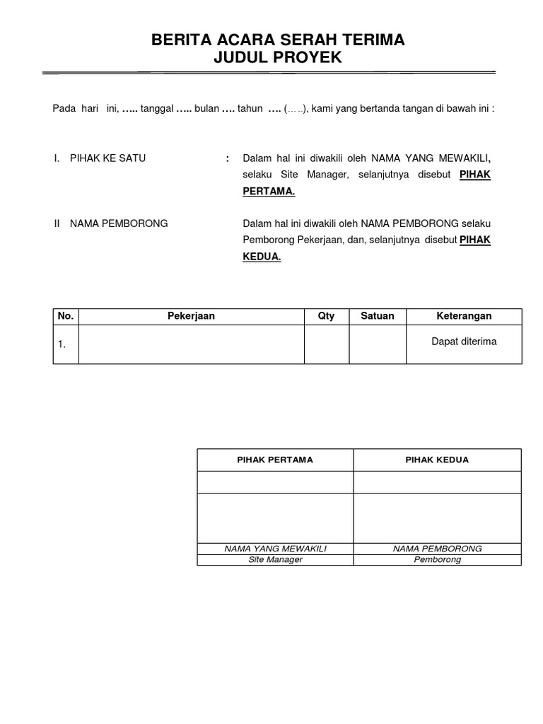 Contoh Laporan BAST | PDF