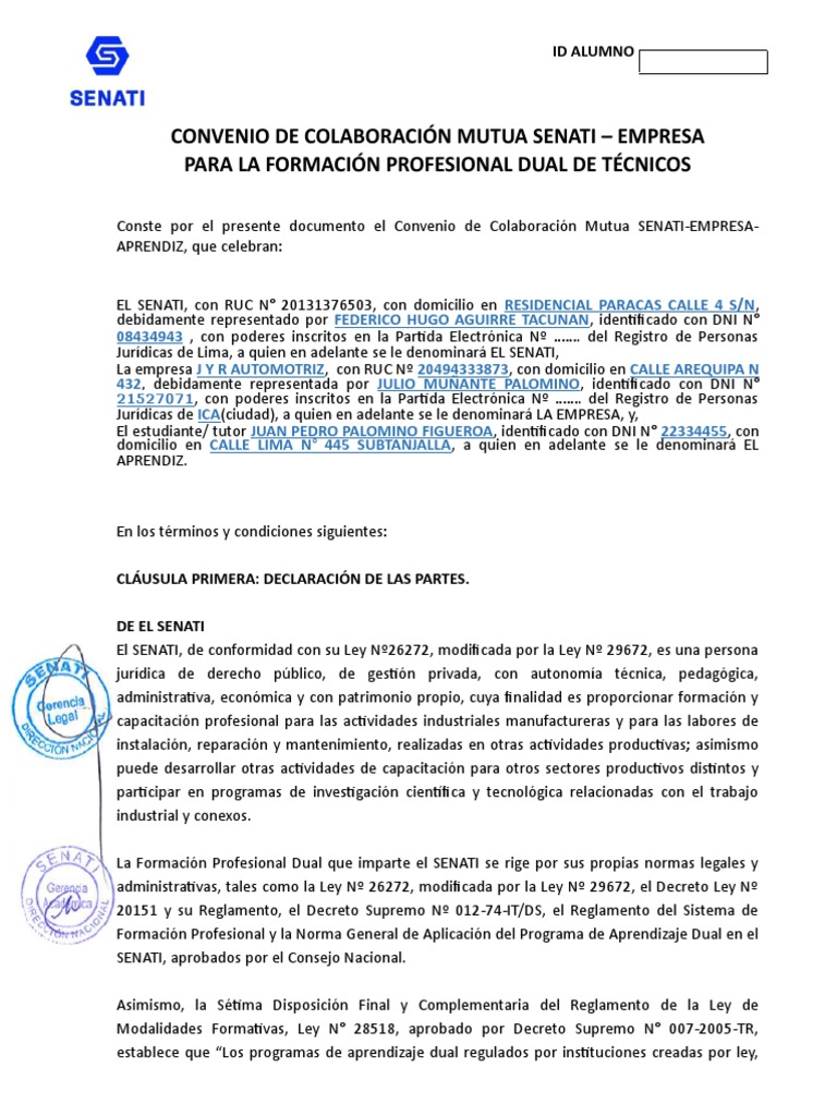 Convenio de Colaboracion Mutua Senati | PDF | Arbitraje | Desarrollo profesional
