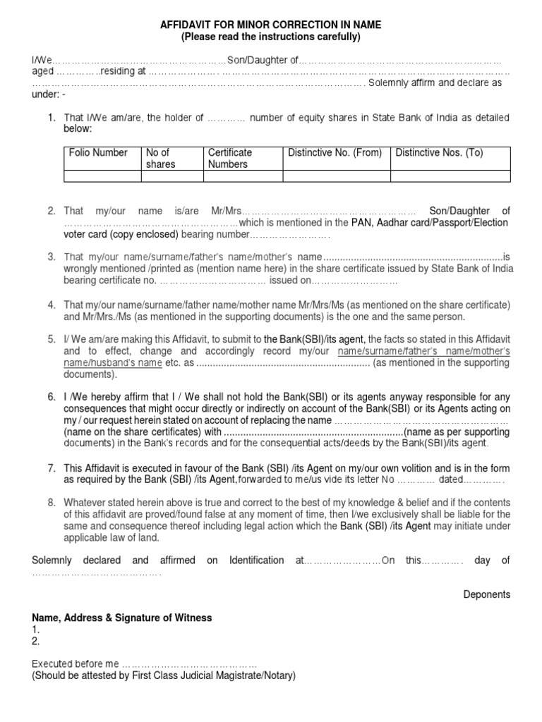 Affidavit For Name Correction | PDF | Notary Public | Affidavit