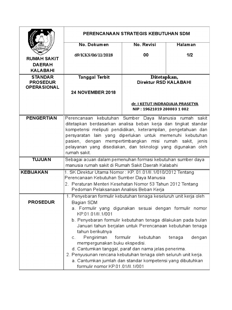 Sop Perencanaan Strategis Kebutuhan SDM | PDF