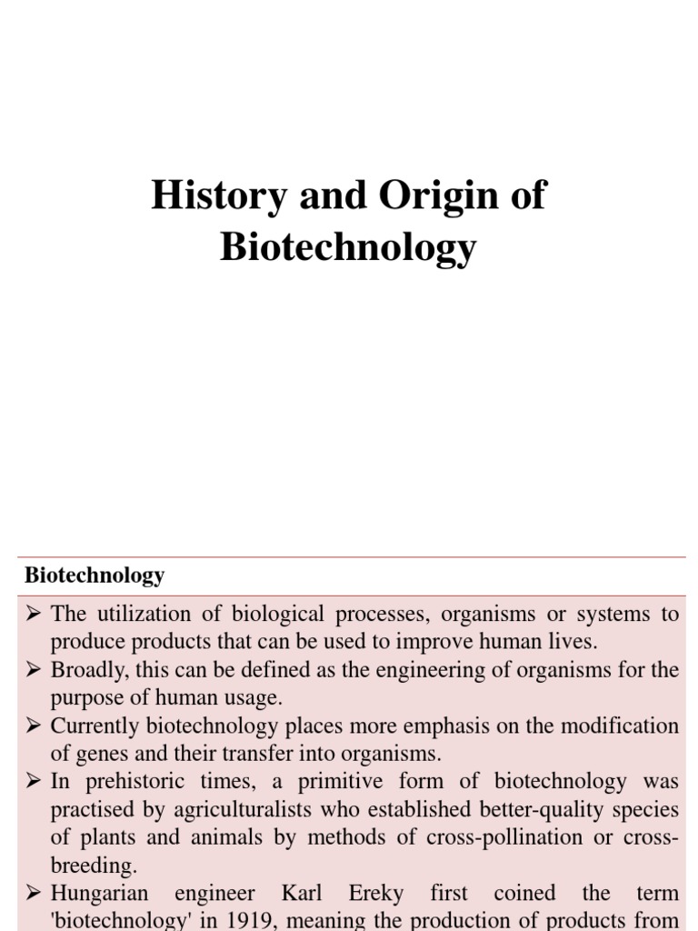 BTY114 - Unit 1 - History and Origin of Biotechnology | PDF ...