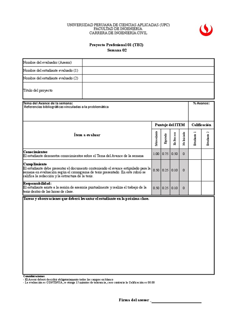 Rúbrica TB2 Asesor PP1 | PDF | Investigación | Ingeniería