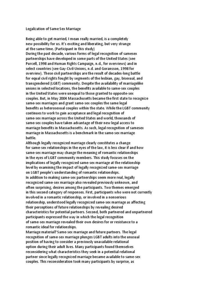 Legalization of Same Sex Marriage | PDF | Homosexuality | Same Sex Marriage