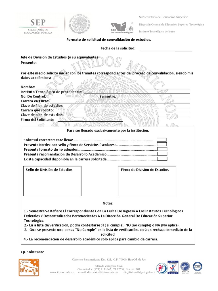 Ejemplo de Formato de Solicitud de Convalidación | PDF | Educación avanzada | Science