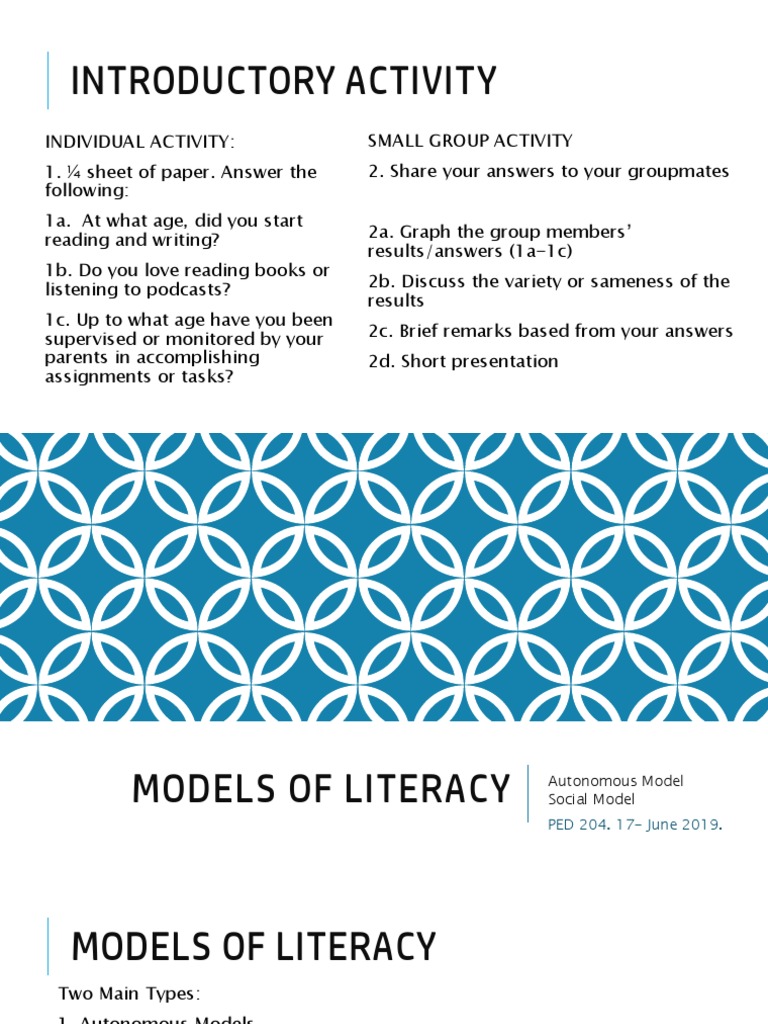 Lesson 1 - MODELS OF LITERACY PDF | PDF | Literacy | Orthography