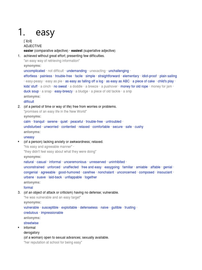 Easy: Easier (Comparative Adjective) Easiest (Superlative Adjective ...