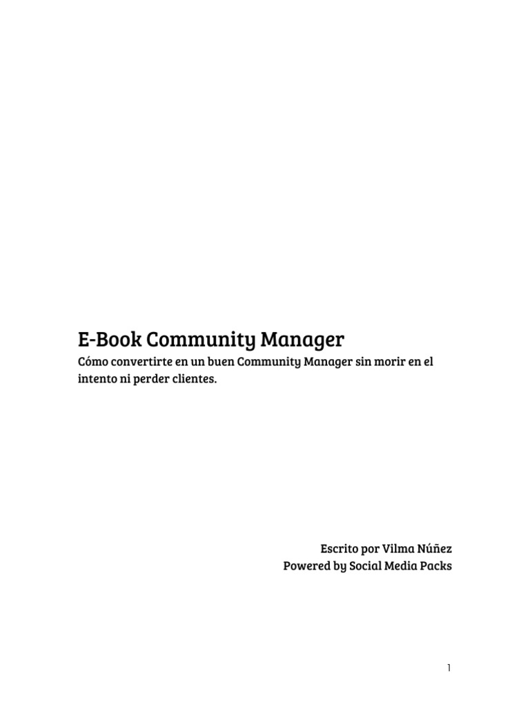 E Book Community Manager Pdf Pdf Servicio De Redes Sociales Marketing