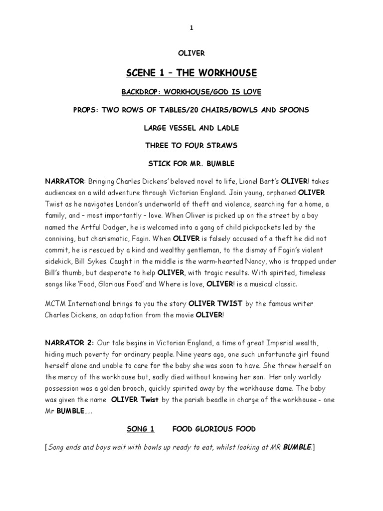 Oliver Script Final | PDF | Oliver Twist | Nancy (Oliver Twist)