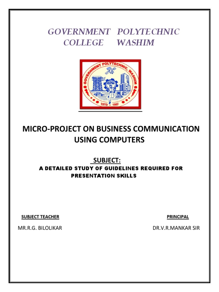 Government Polytechnic College Washim: Micro-Project On Business Communication Using Computers ...