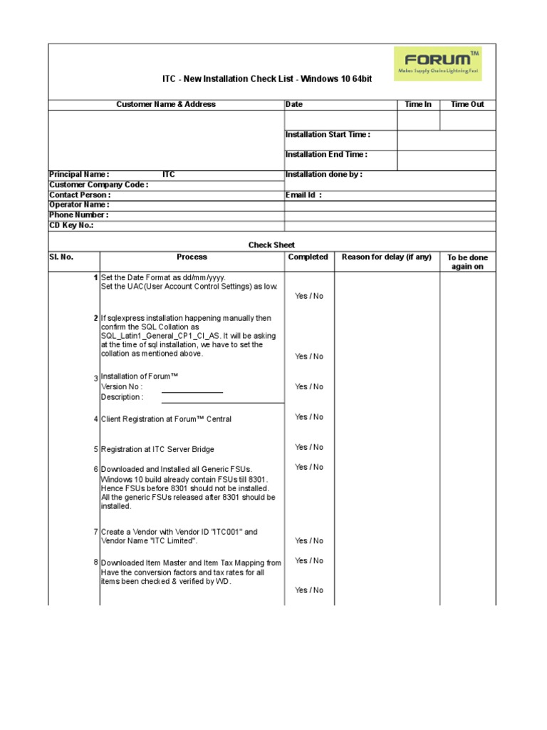 ITC - New Installation Check List - Windows 10 64bit | PDF | Internet ...