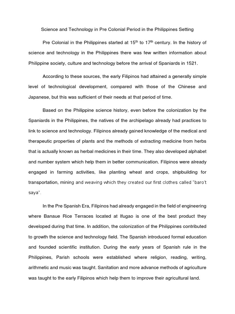 Science and Technology in Pre Colonial Period in The Philippines ...