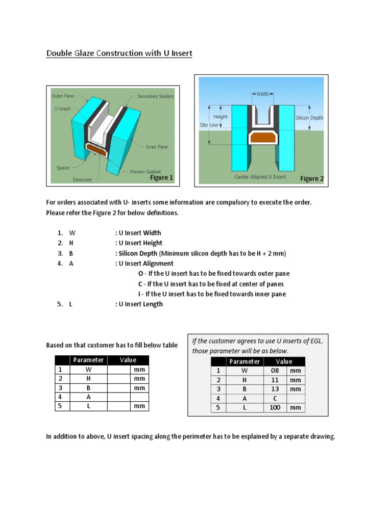 Double Glaze Construction With U Insert | PDF