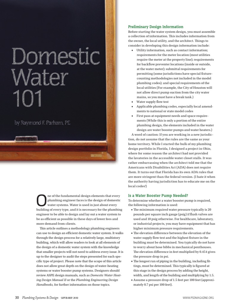 Domestic Water 101 | PDF | Plumbing | Water Heating